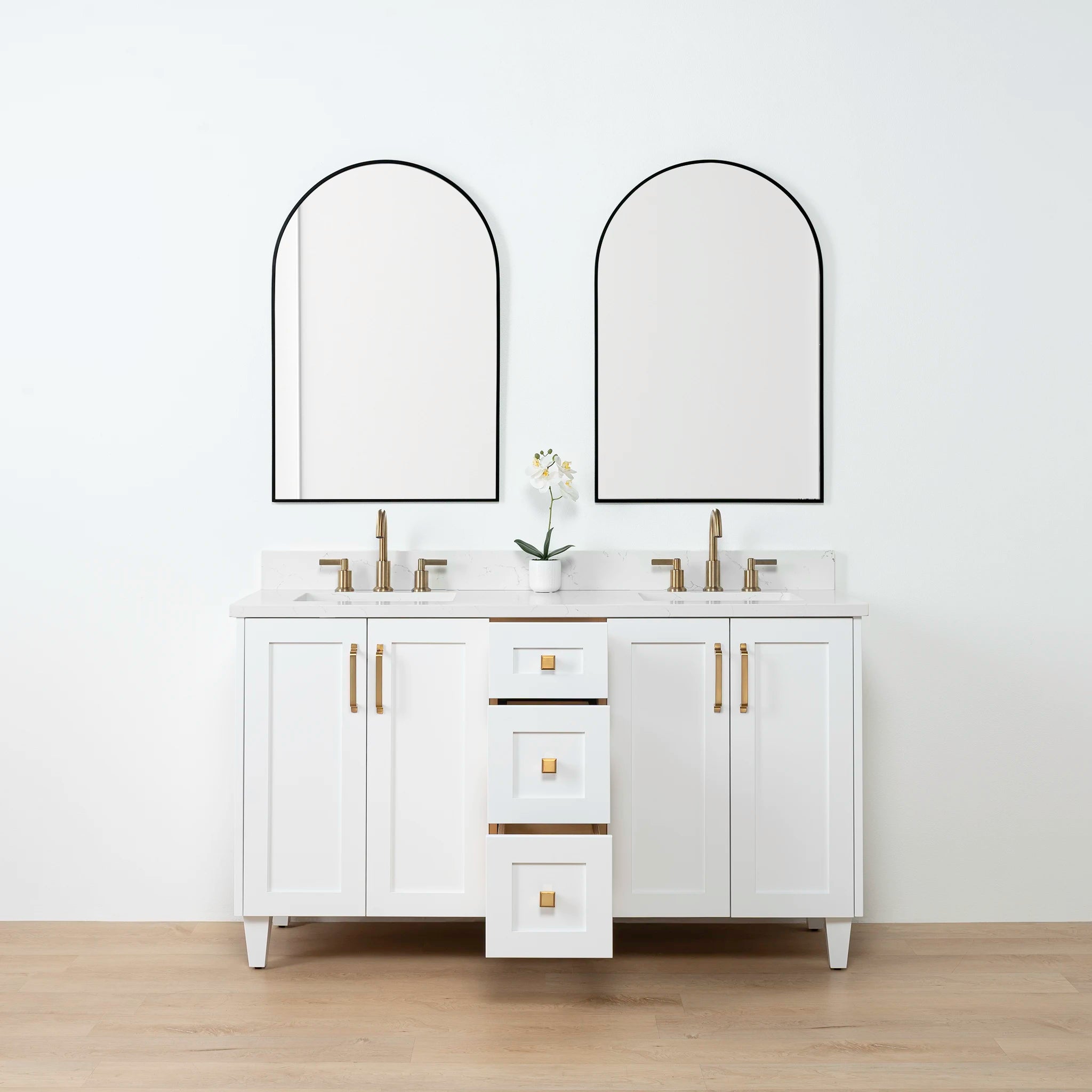 Bridgeport SLIM 60" Satin White Bathroom Vanity, Double Sink - Teodor ...