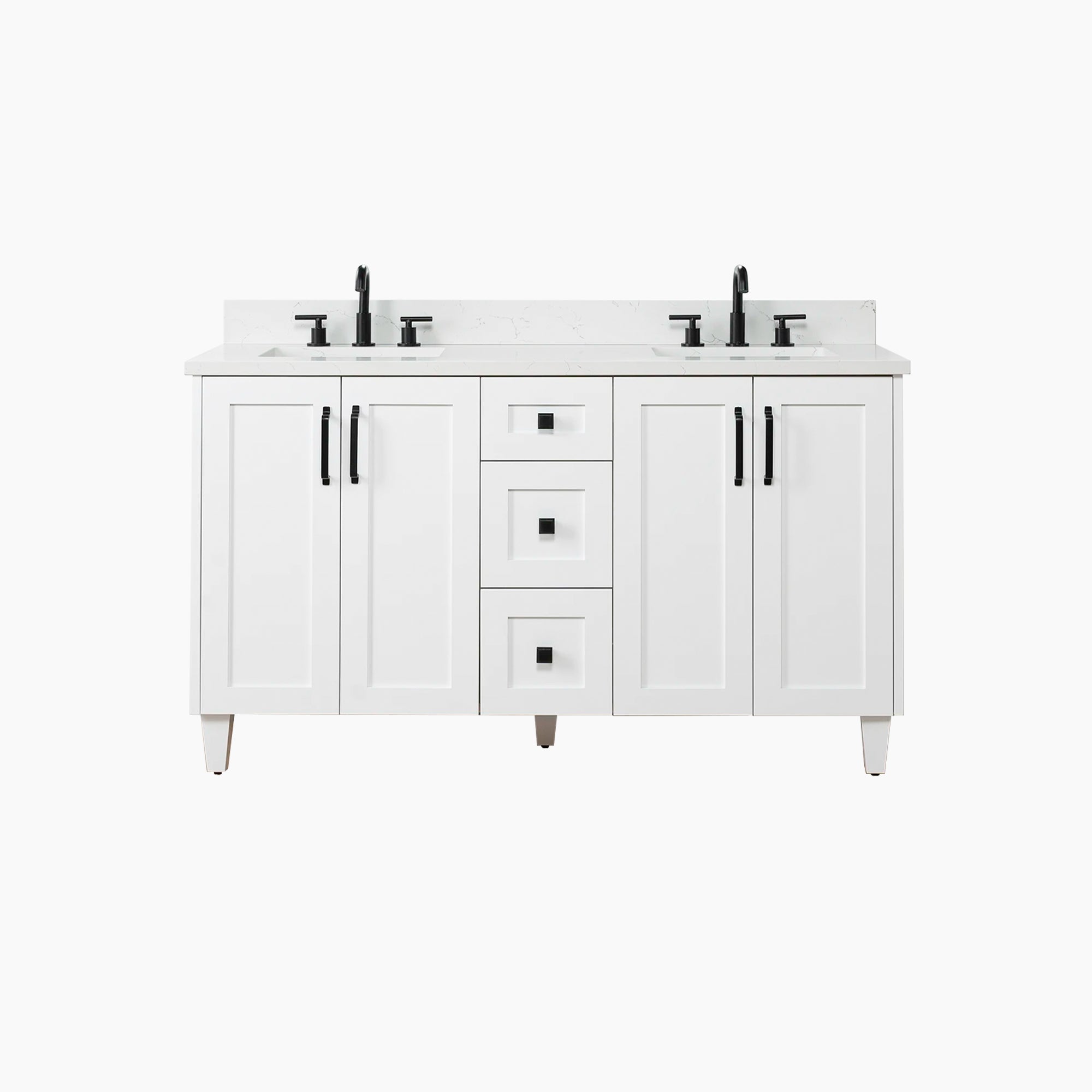 Bridgeport SLIM 60" Satin White Bathroom Vanity, Double Sink - Teodor ...
