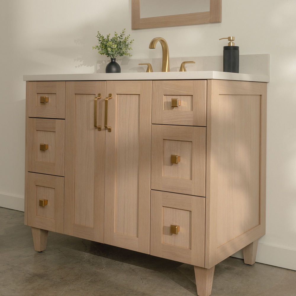 Bridgeport 42" White Oak Bathroom Vanity - Teodor Vanities – Teodor ...