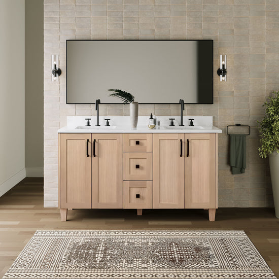 Bridgeport 60" White Oak Bathroom Vanity, Double Sink - Teodor – Teodor ...