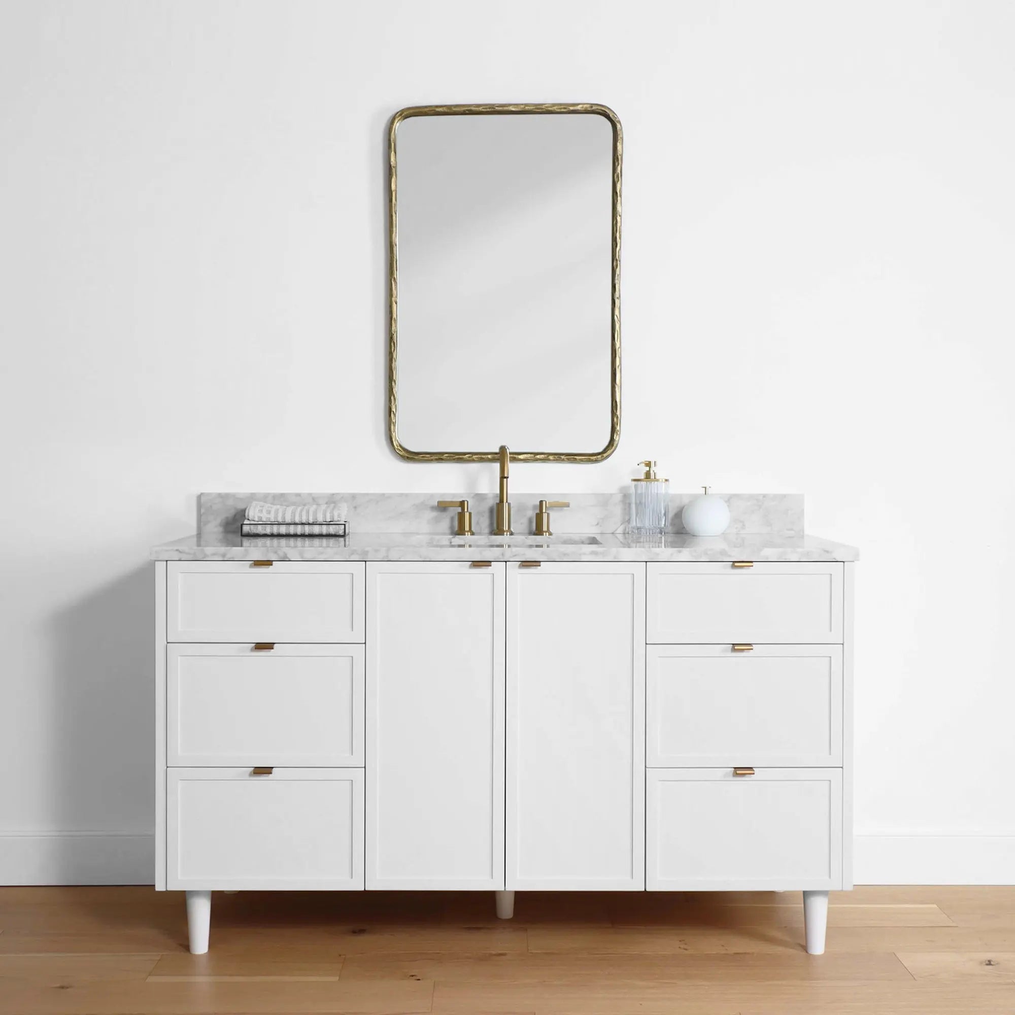 Cape Breton 60" Satin White Bathroom Vanity - Teodor Vanities United ...
