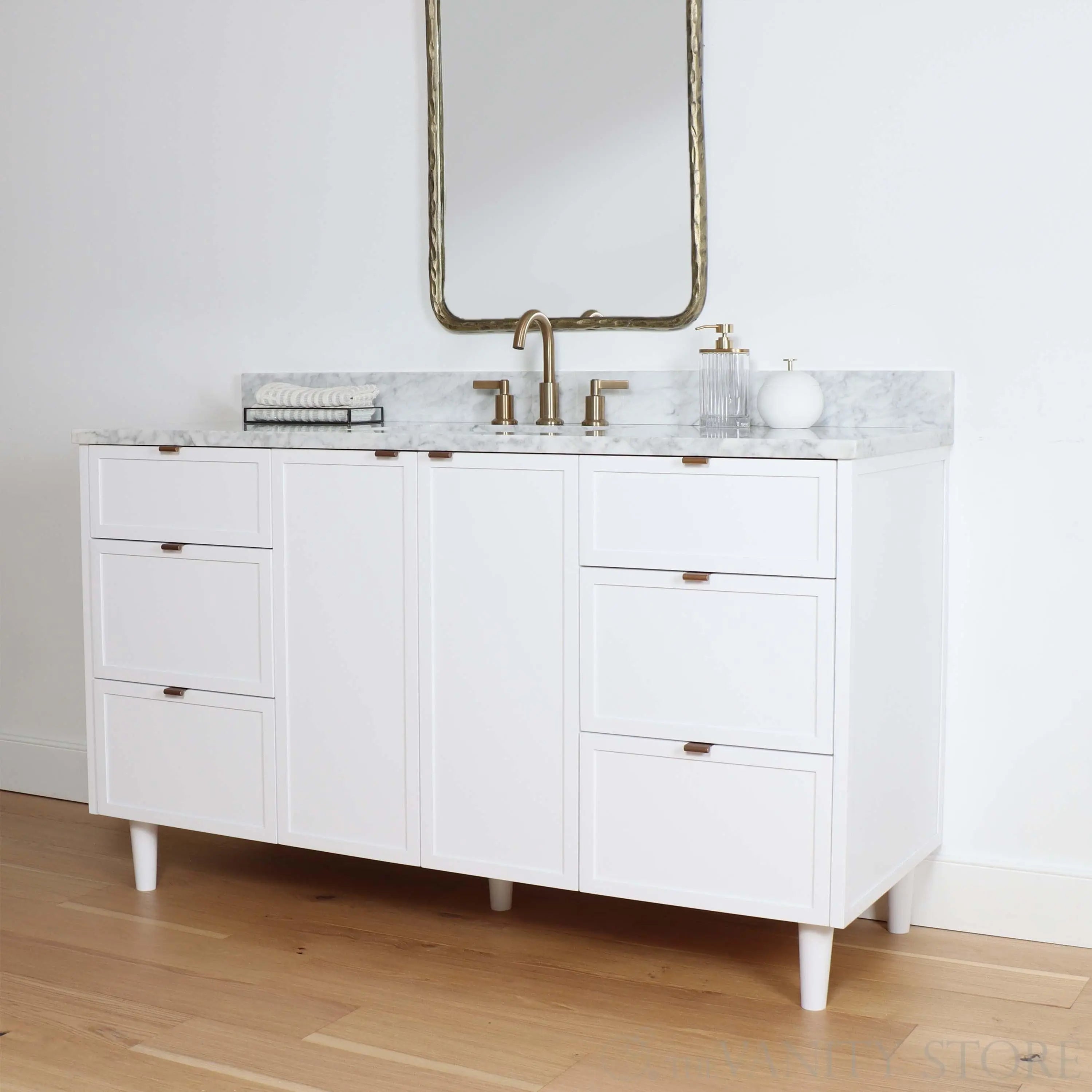 Cape Breton 60" Satin White Bathroom Vanity - Teodor Vanities United ...