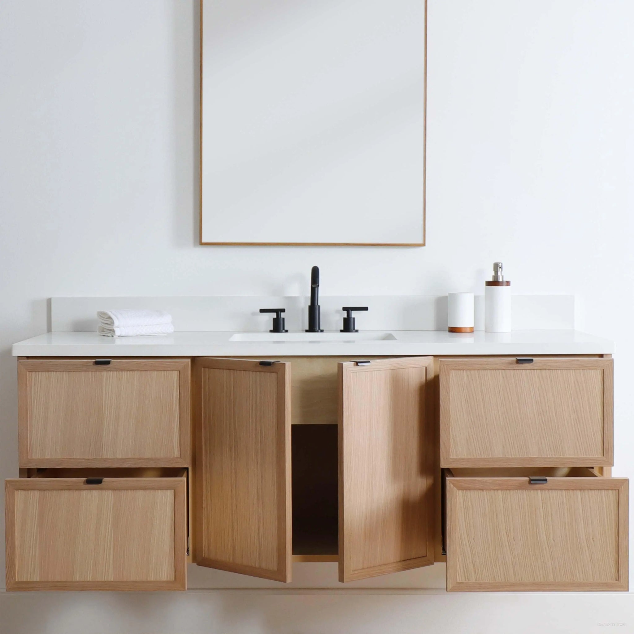 Cape Breton 60" Wall Mount White Oak Bathroom Vanity - Teodor Vanities ...