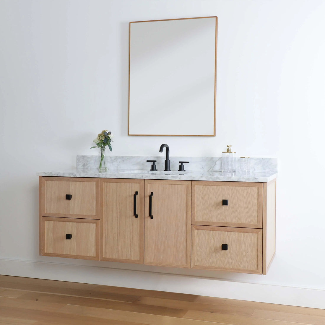 Cape Breton 60" Wall Mount White Oak Bathroom Vanity - Teodor Vanities ...