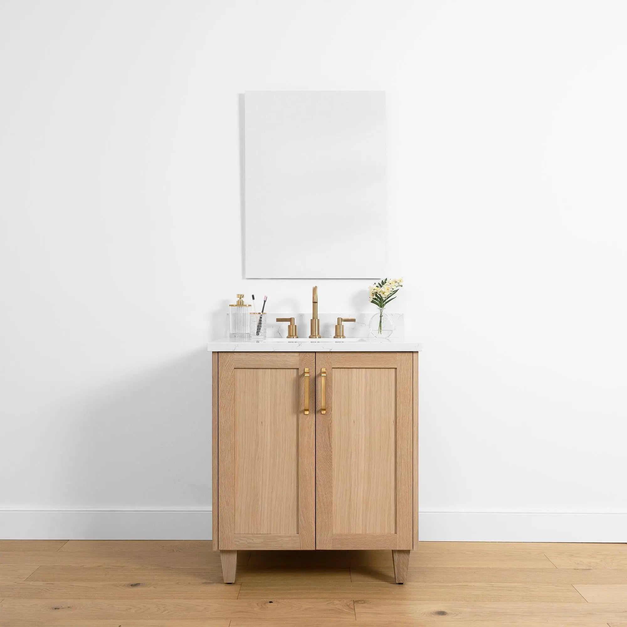 Bridgeport 30" White Oak Bathroom Vanity w/ Doors - Teodor Vanities ...
