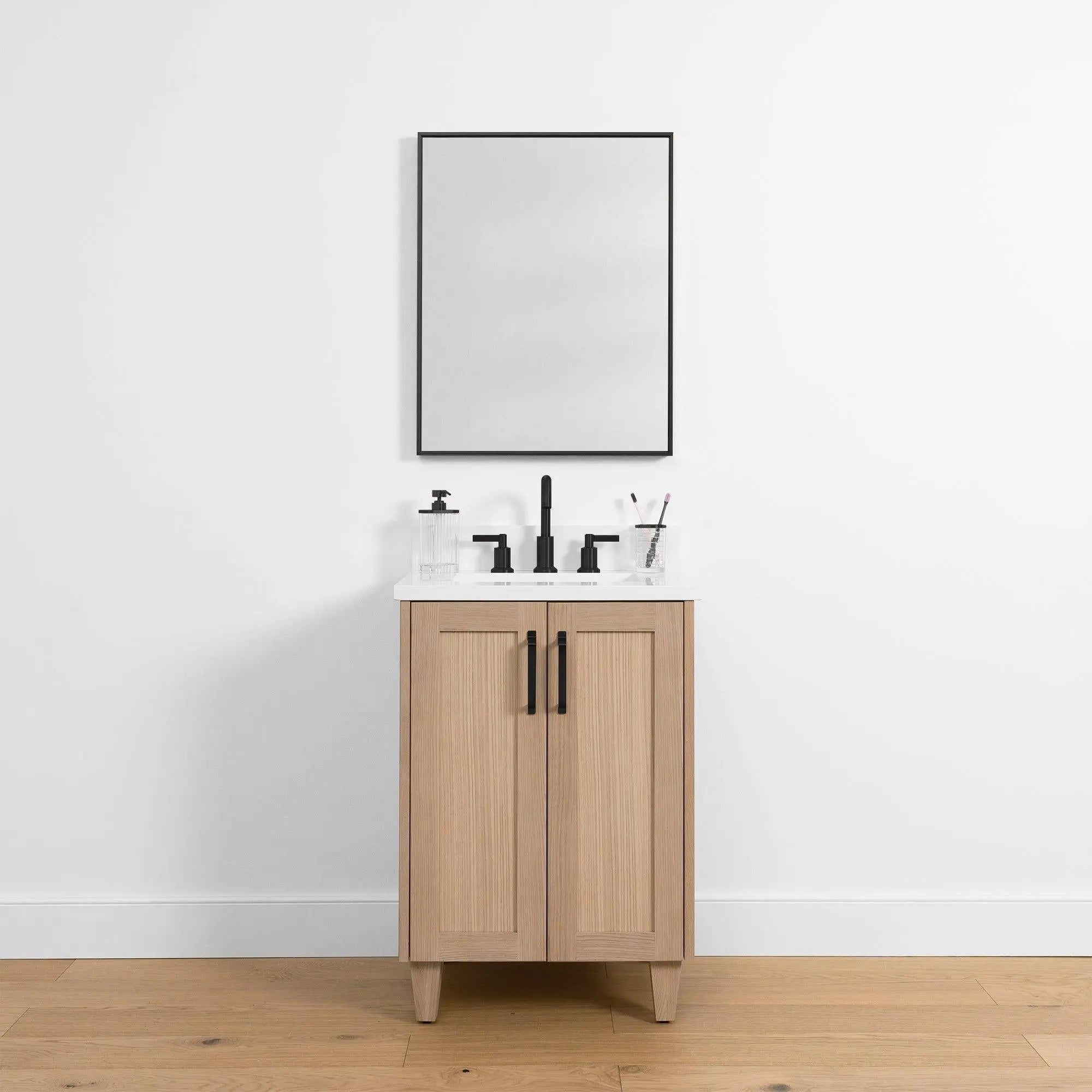 Bridgeport SLIM 24" White Oak Bathroom Vanity w/ Doors - Teodor ...