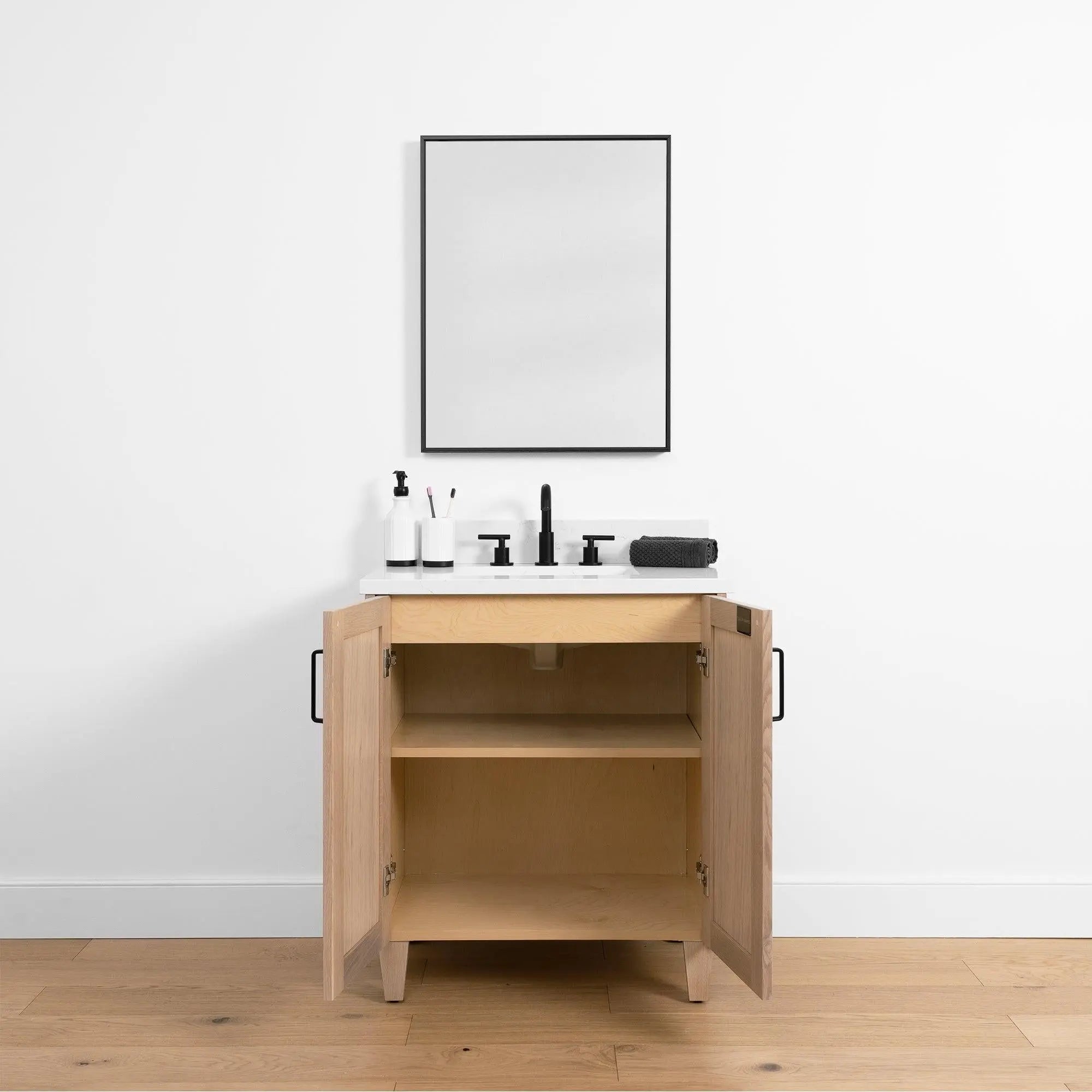 Bridgeport SLIM 30" White Oak Bathroom Vanity w/ Doors - Teodor ...