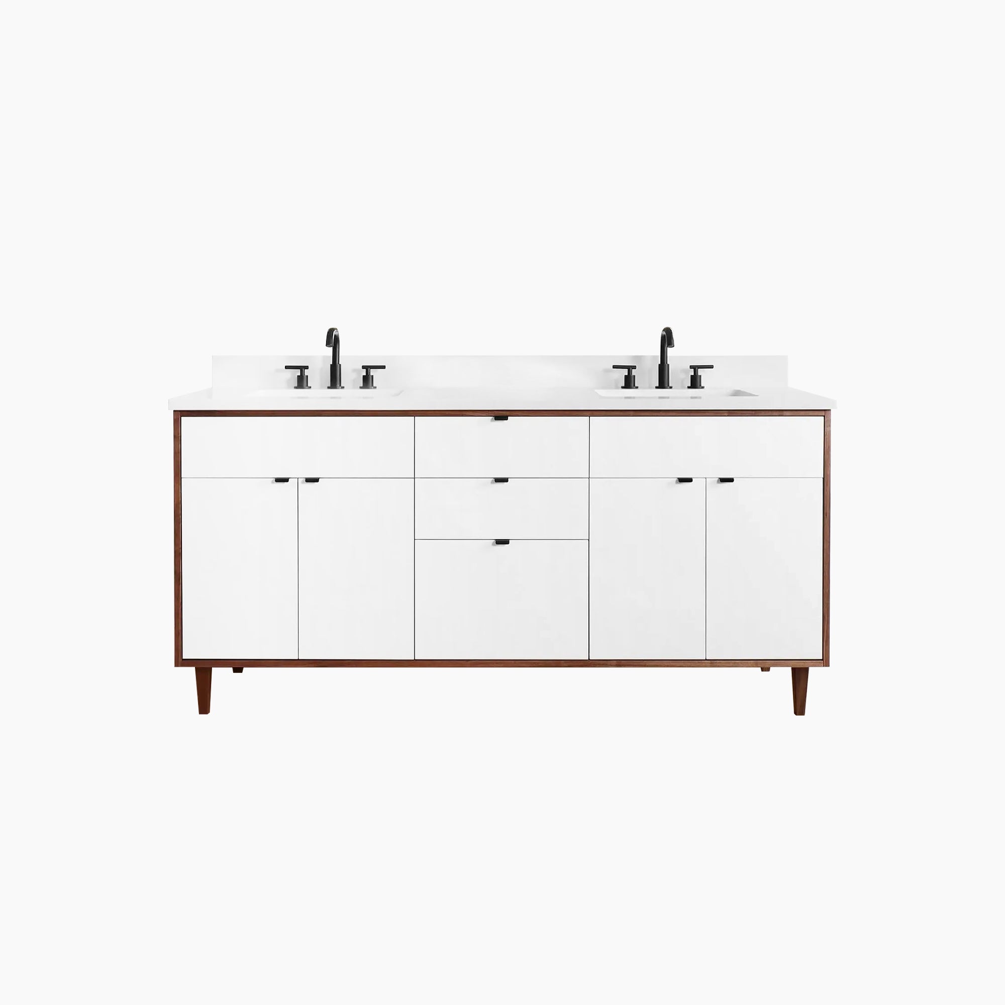 Sidney 72" Gloss White Bathroom Vanity, Double Sink - Teodor Vanities ...