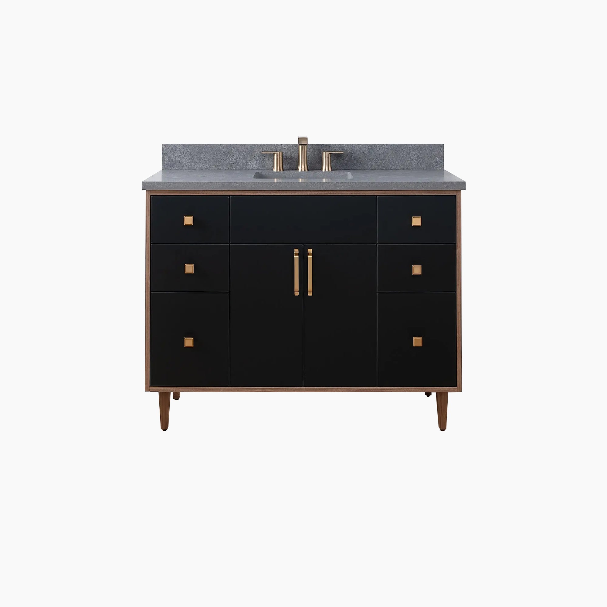 Sidney SLIM 48" Matte Black Bathroom Vanity - Teodor Vanities United ...