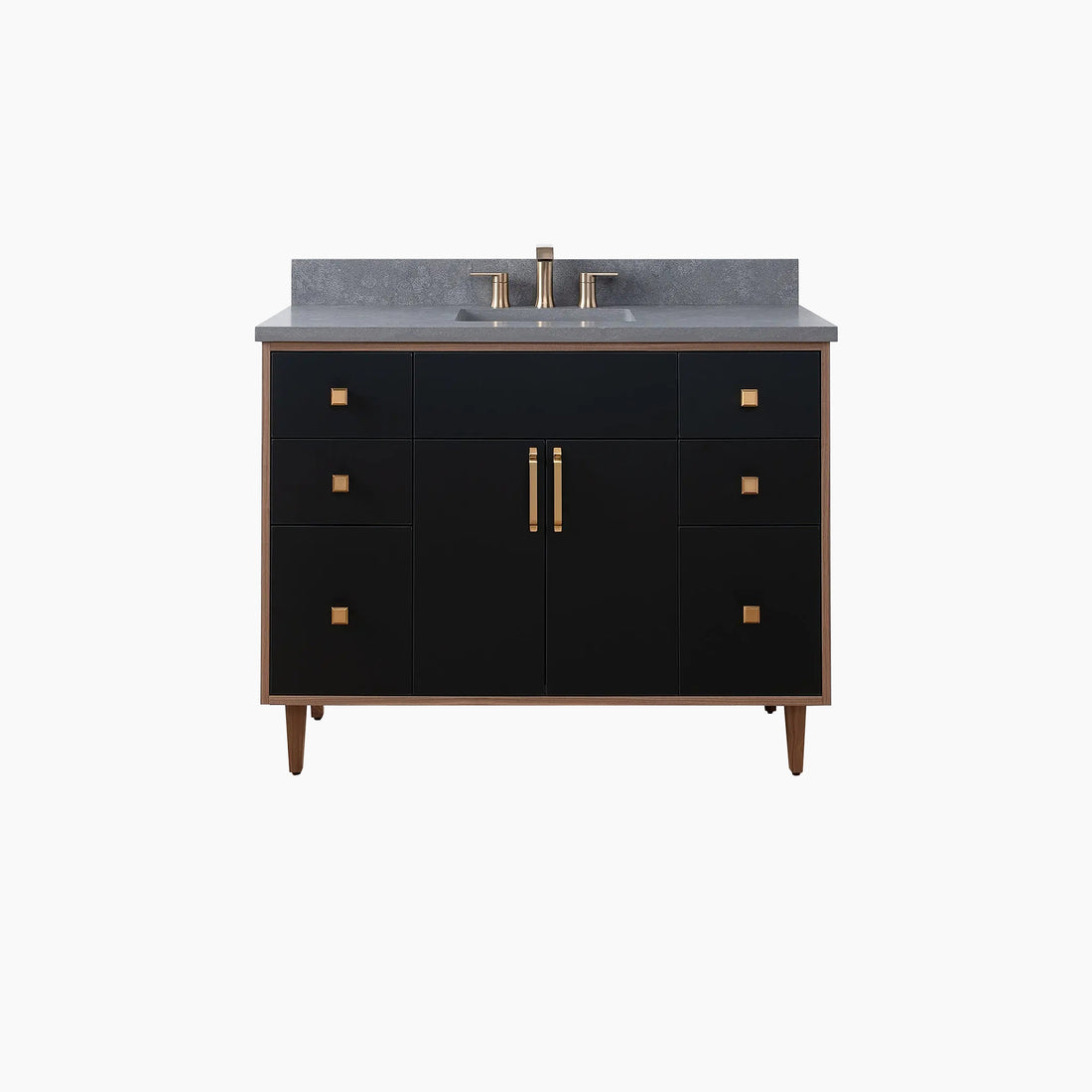 Sidney SLIM 48" Matte Black Bathroom Vanity - Teodor Vanities United ...