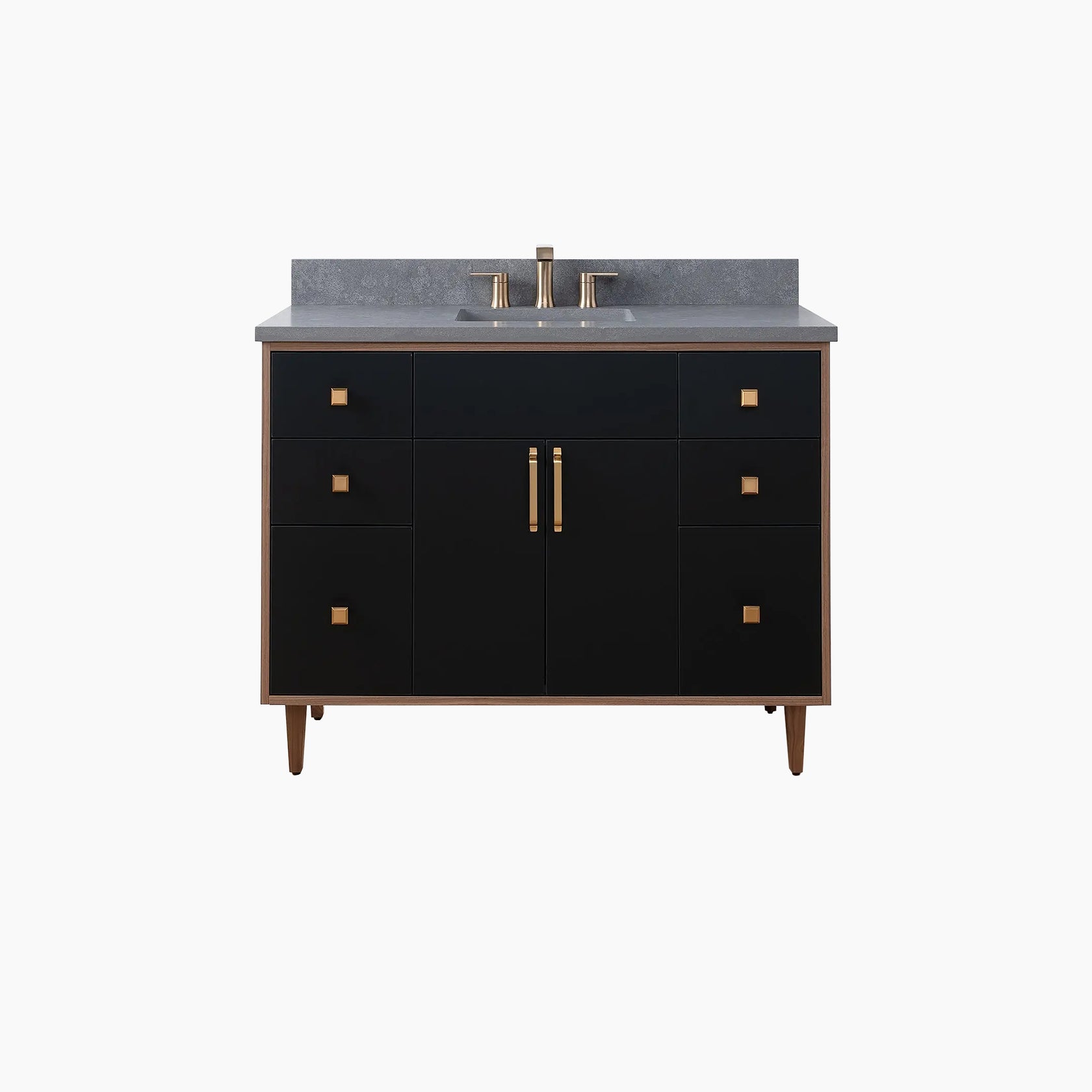 Sidney SLIM 48" Matte Black Bathroom Vanity - Teodor Vanities United ...