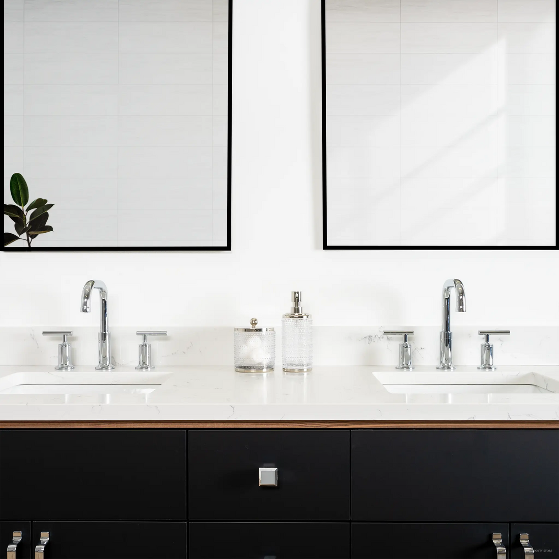 Sidney 60" Matte Black Bathroom Vanity, Double Sink - Teodor Vanities ...