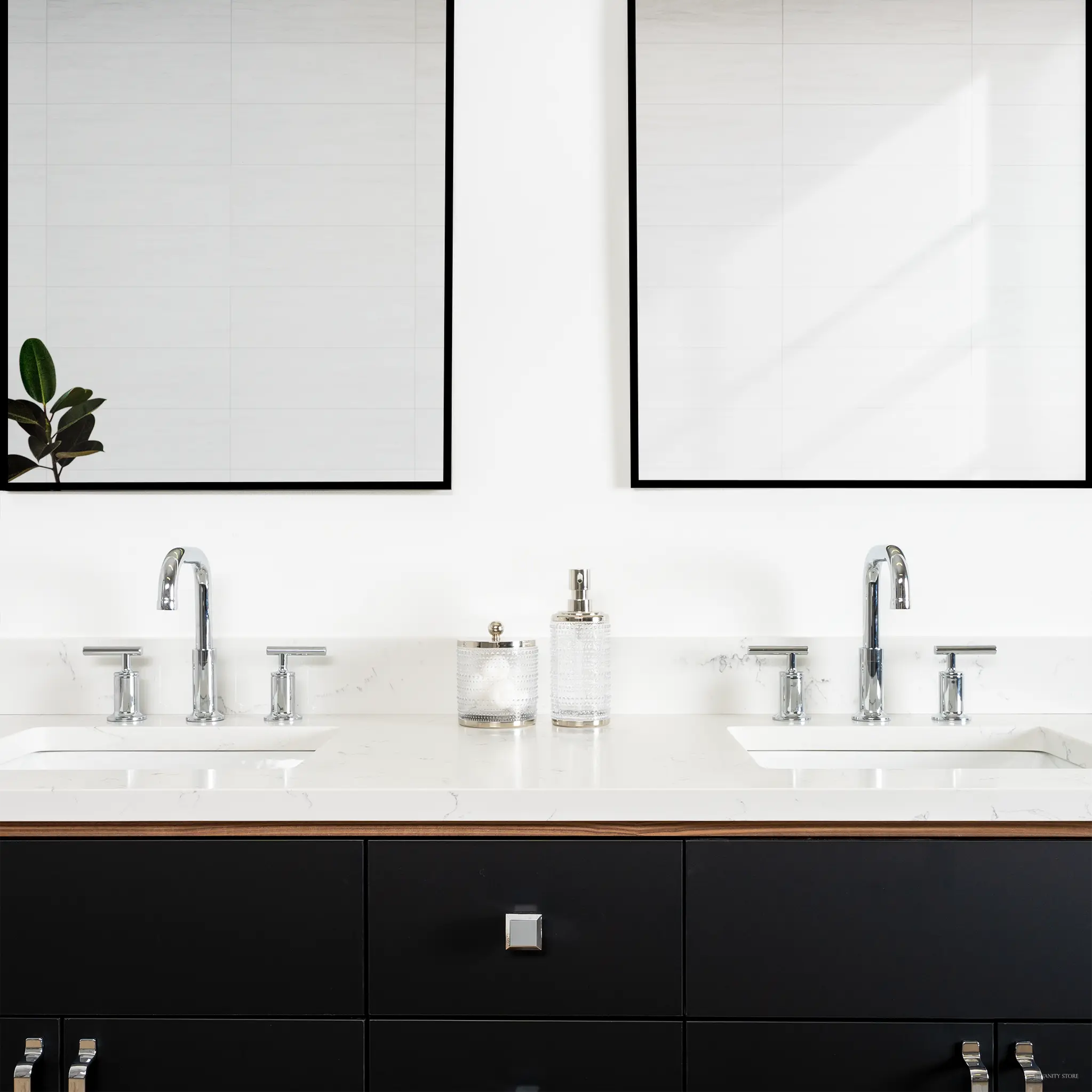 Sidney 60" Matte Black Bathroom Vanity, Double Sink - Teodor Vanities ...