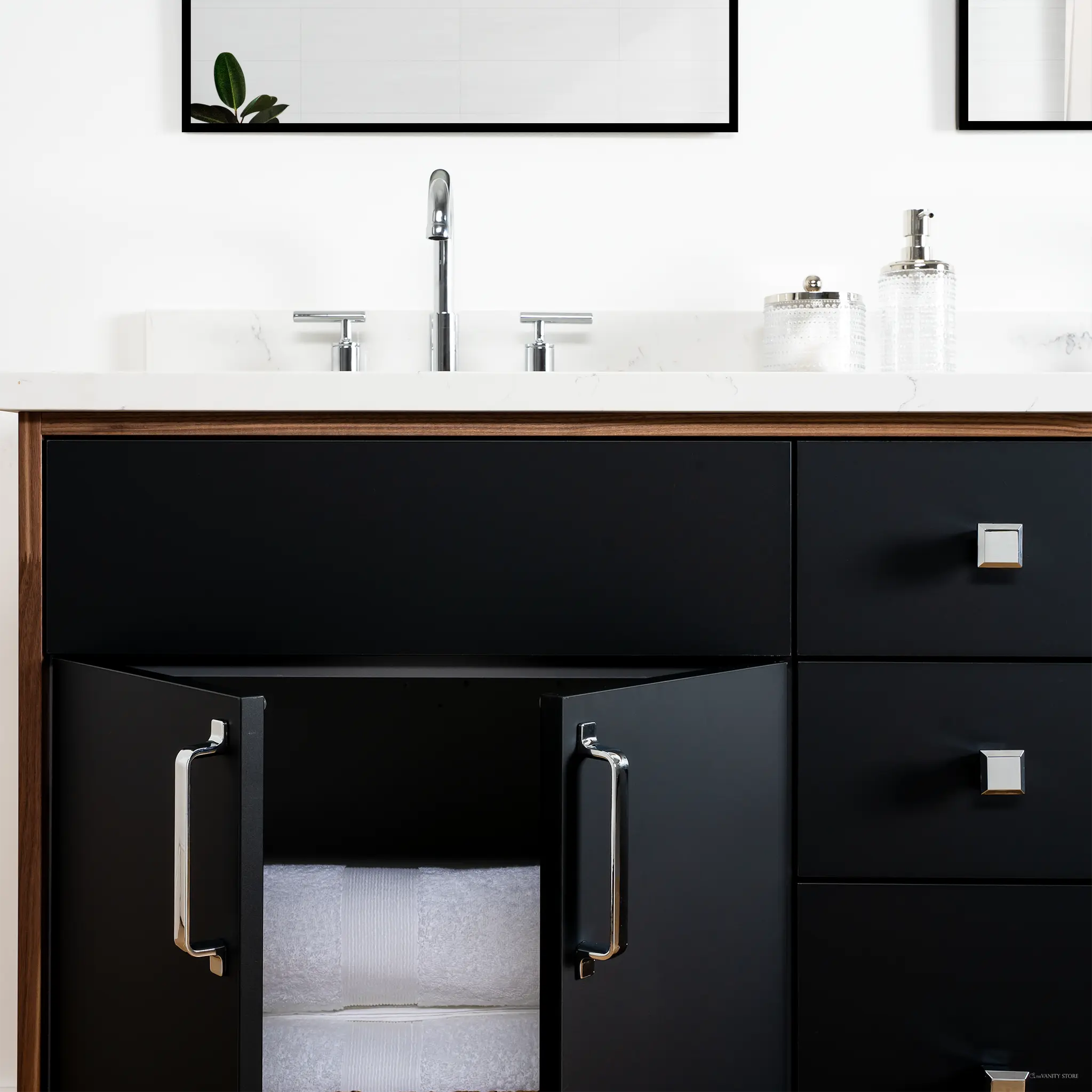 Sidney 60" Matte Black Bathroom Vanity, Double Sink - Teodor Vanities ...