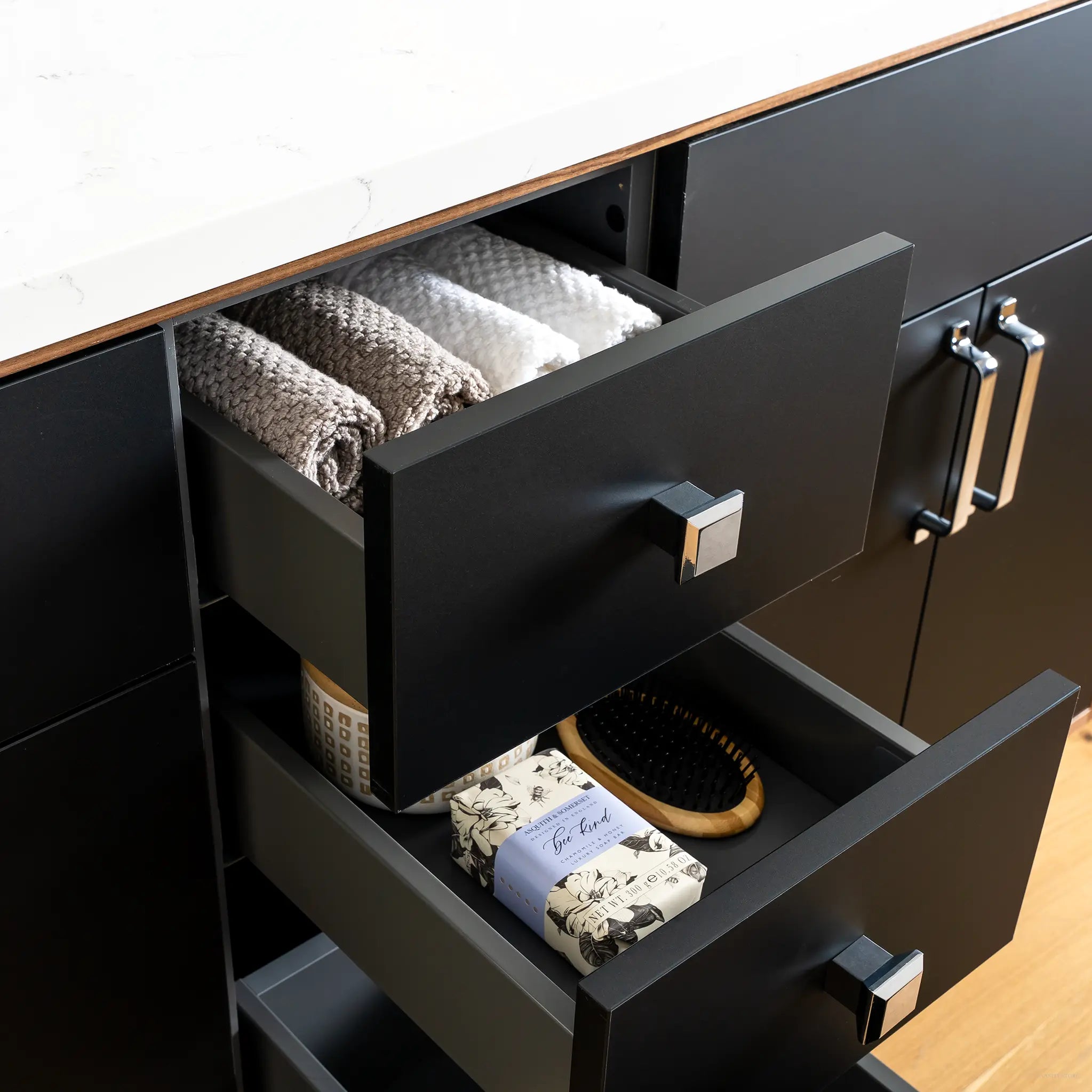 Sidney 60" Matte Black Bathroom Vanity, Double Sink - Teodor Vanities ...