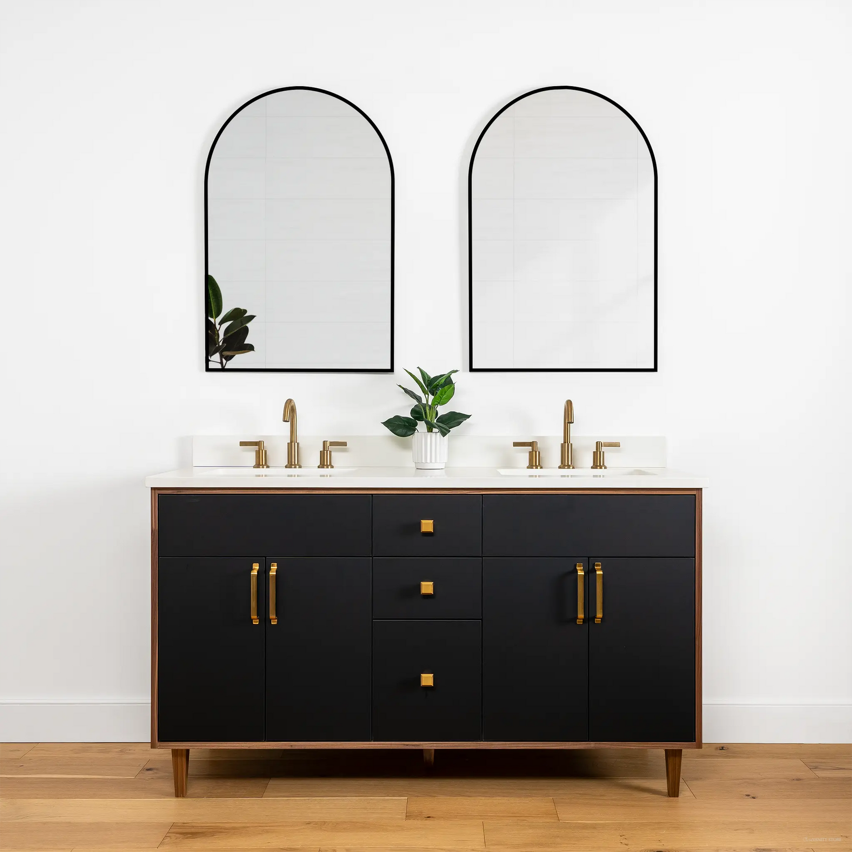 Sidney 60" Matte Black Bathroom Vanity, Double Sink - Teodor Vanities ...