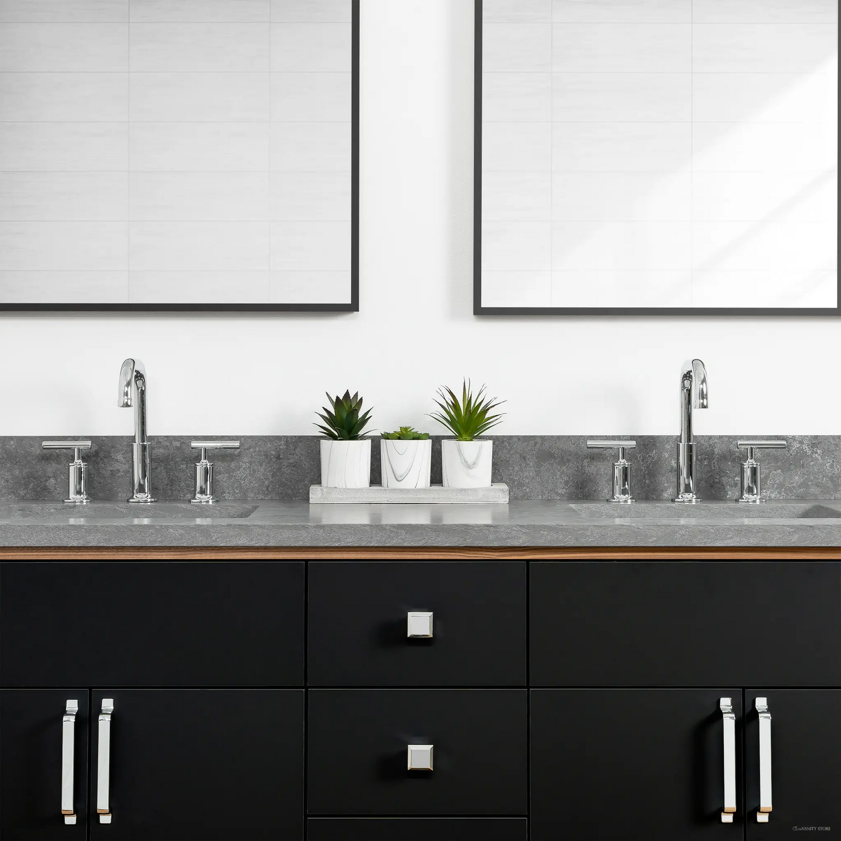 Sidney 60" Matte Black Bathroom Vanity, Double Sink - Teodor Vanities ...