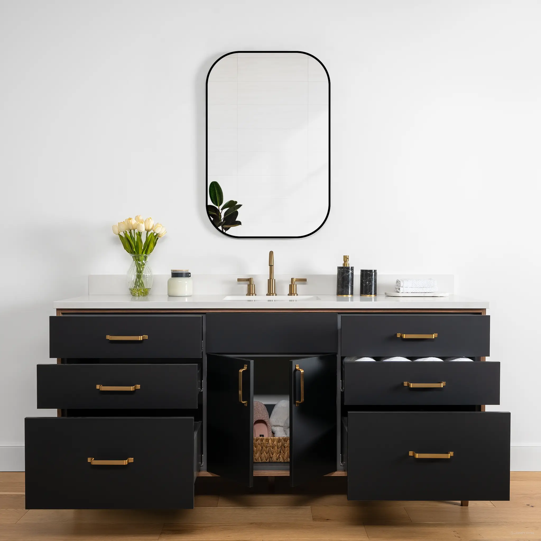 Sidney 72" Matte Black Bathroom Vanity - Teodor Vanities United States