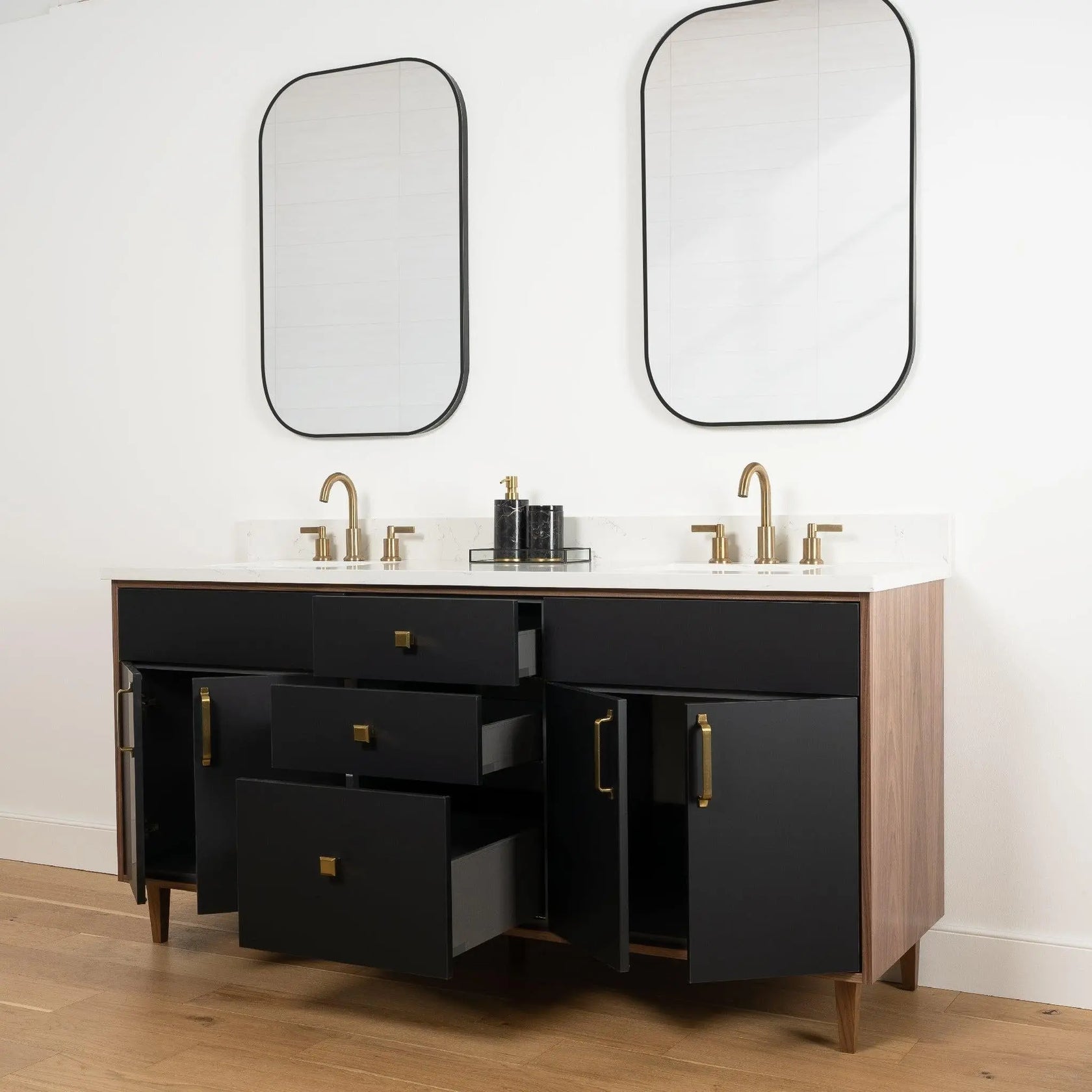 Sidney 72" Matte Black Bathroom Vanity, Double Sink - Teodor Vanities ...