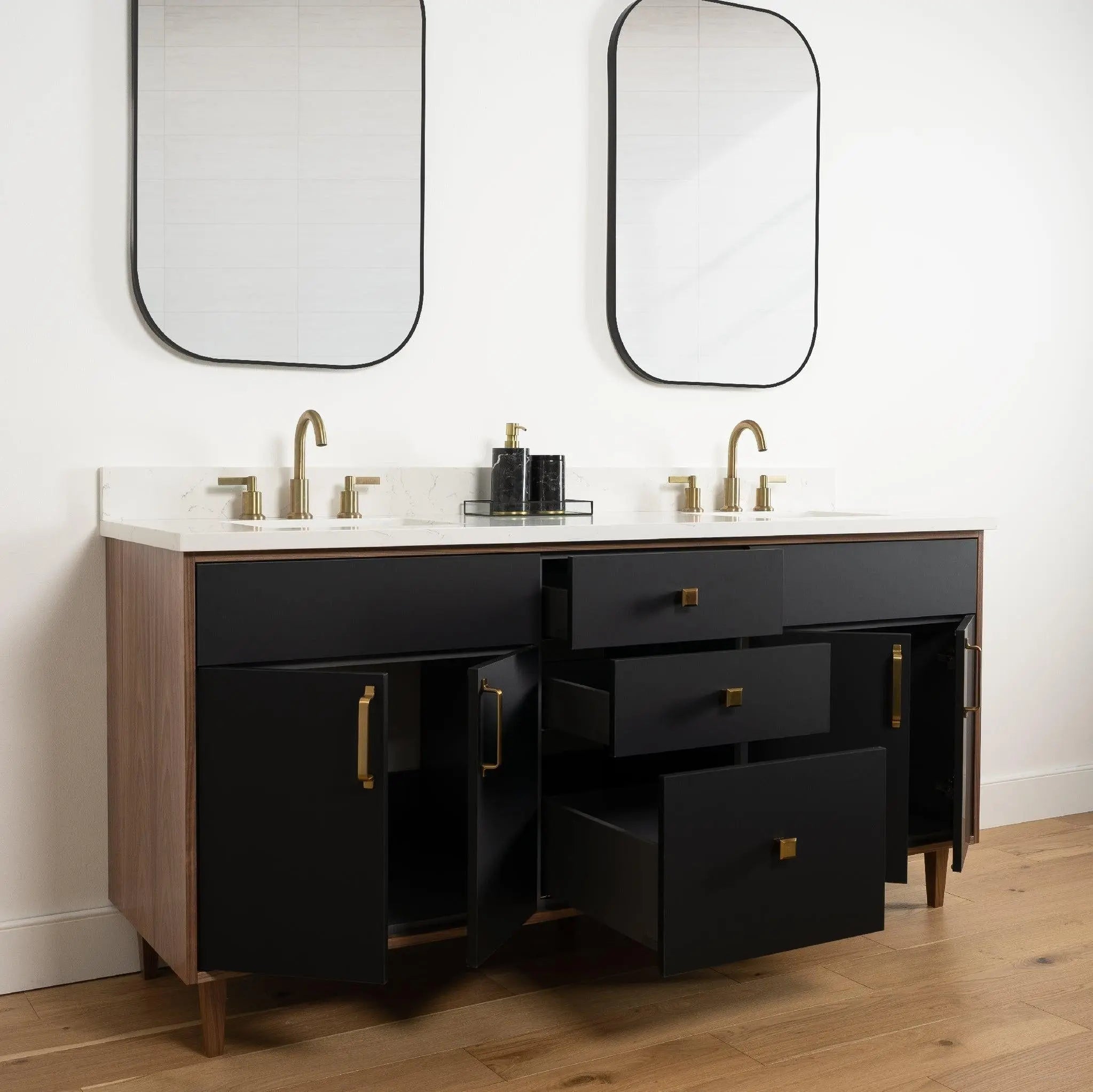 Sidney 72" Matte Black Bathroom Vanity, Double Sink - Teodor Vanities ...
