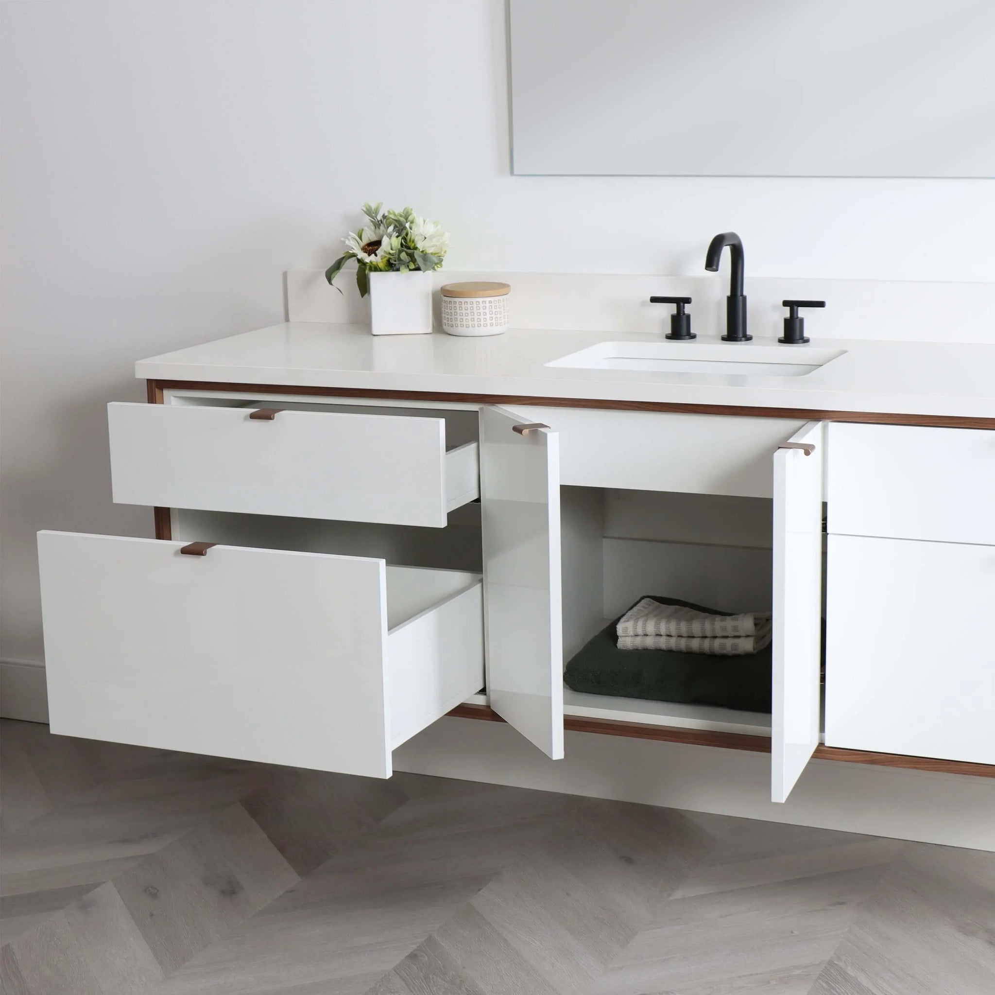 Sidney 72" Wall Mount Gloss White Bathroom Vanity - Teodor Vanities ...