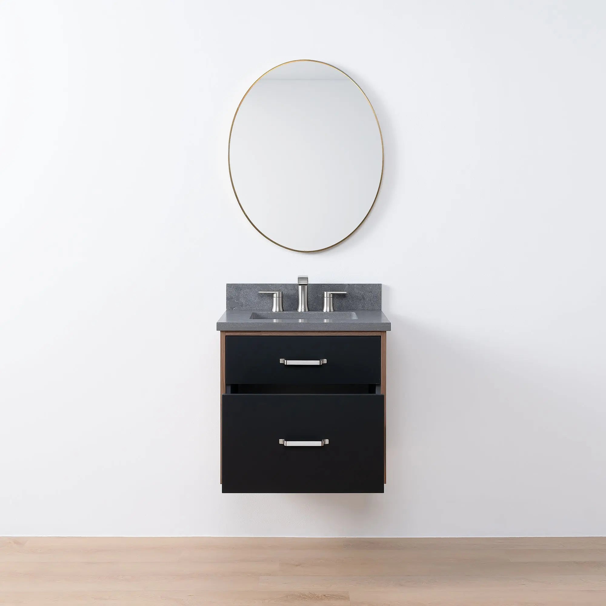 Sidney SLIM 24" Wall Mount Matte Black Bathroom Vanity - Teodor ...