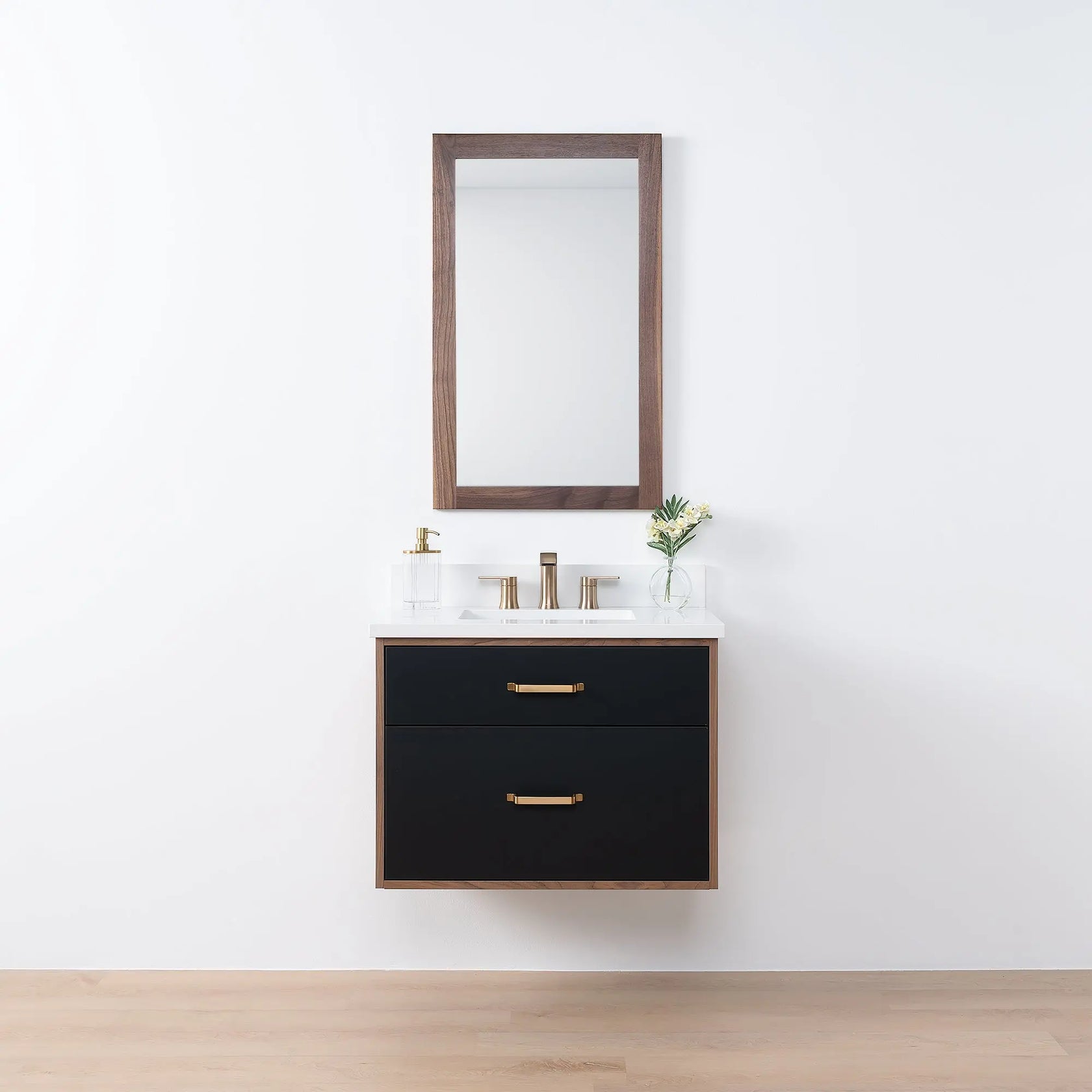 Sidney SLIM 30" Wall Mount Matte Black Bathroom Vanity - Teodor ...