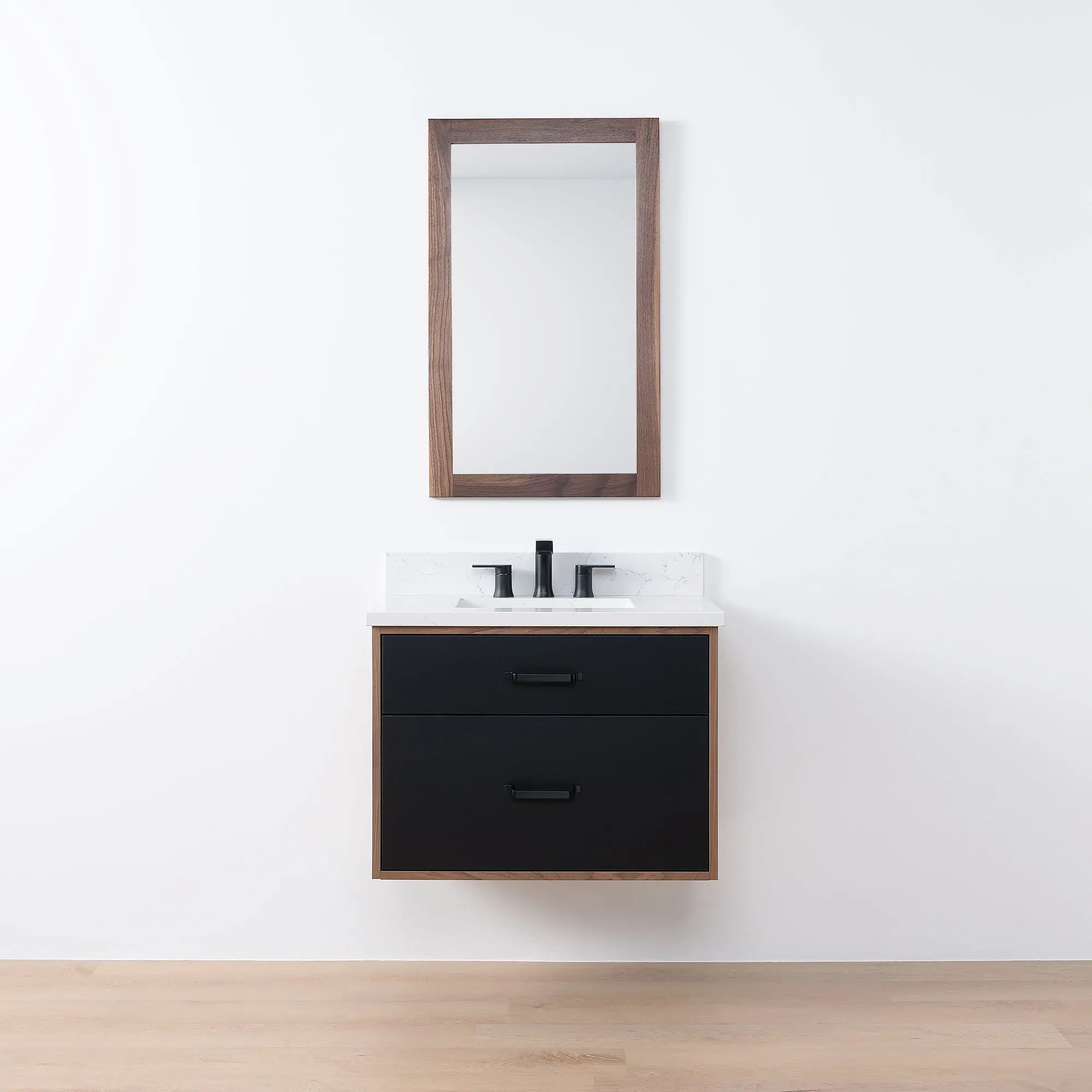 Sidney SLIM 30" Wall Mount Matte Black Bathroom Vanity - Teodor ...