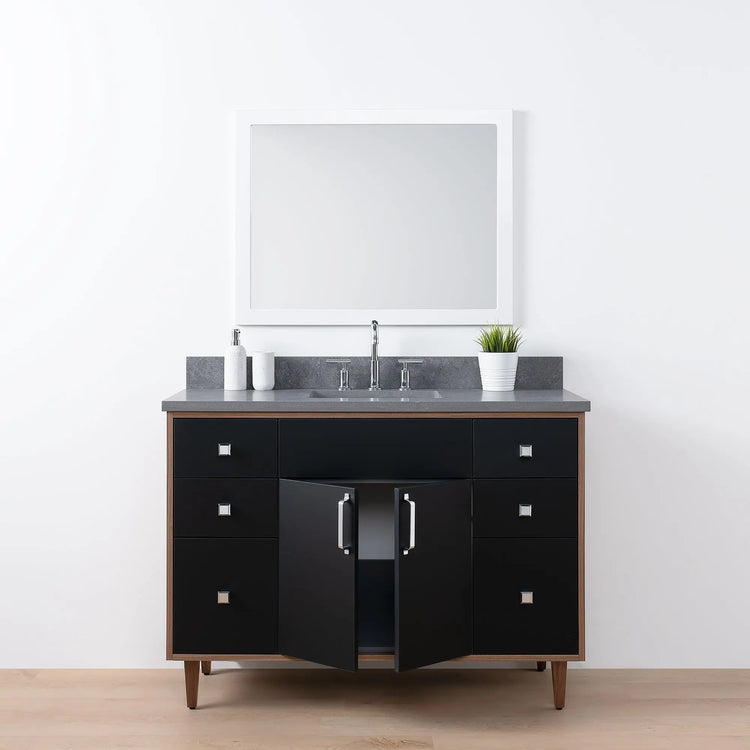 Sidney SLIM 48" Matte Black Bathroom Vanity - Teodor Vanities United ...