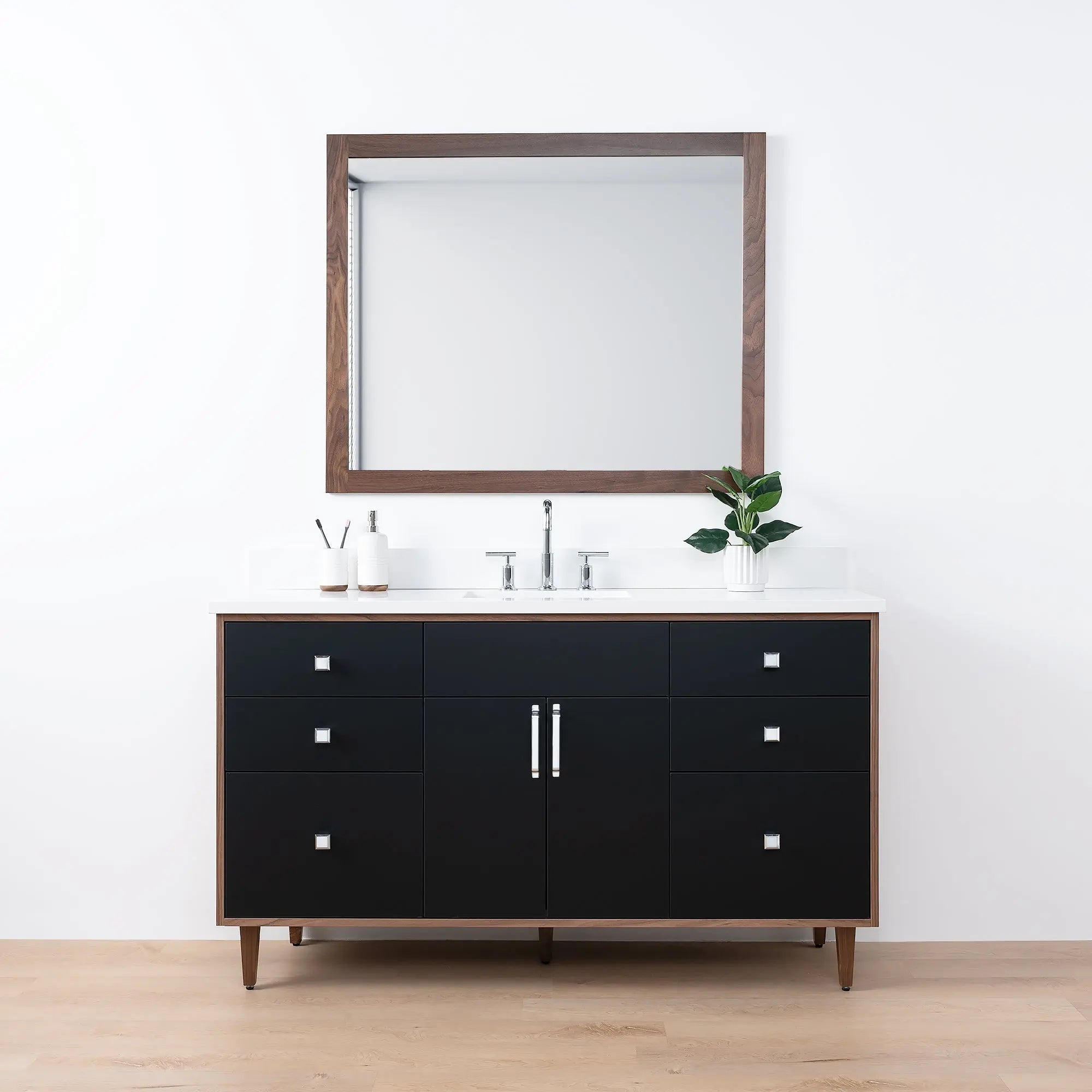 Sidney SLIM 60" Matte Black Bathroom Vanity - Teodor Vanities United ...